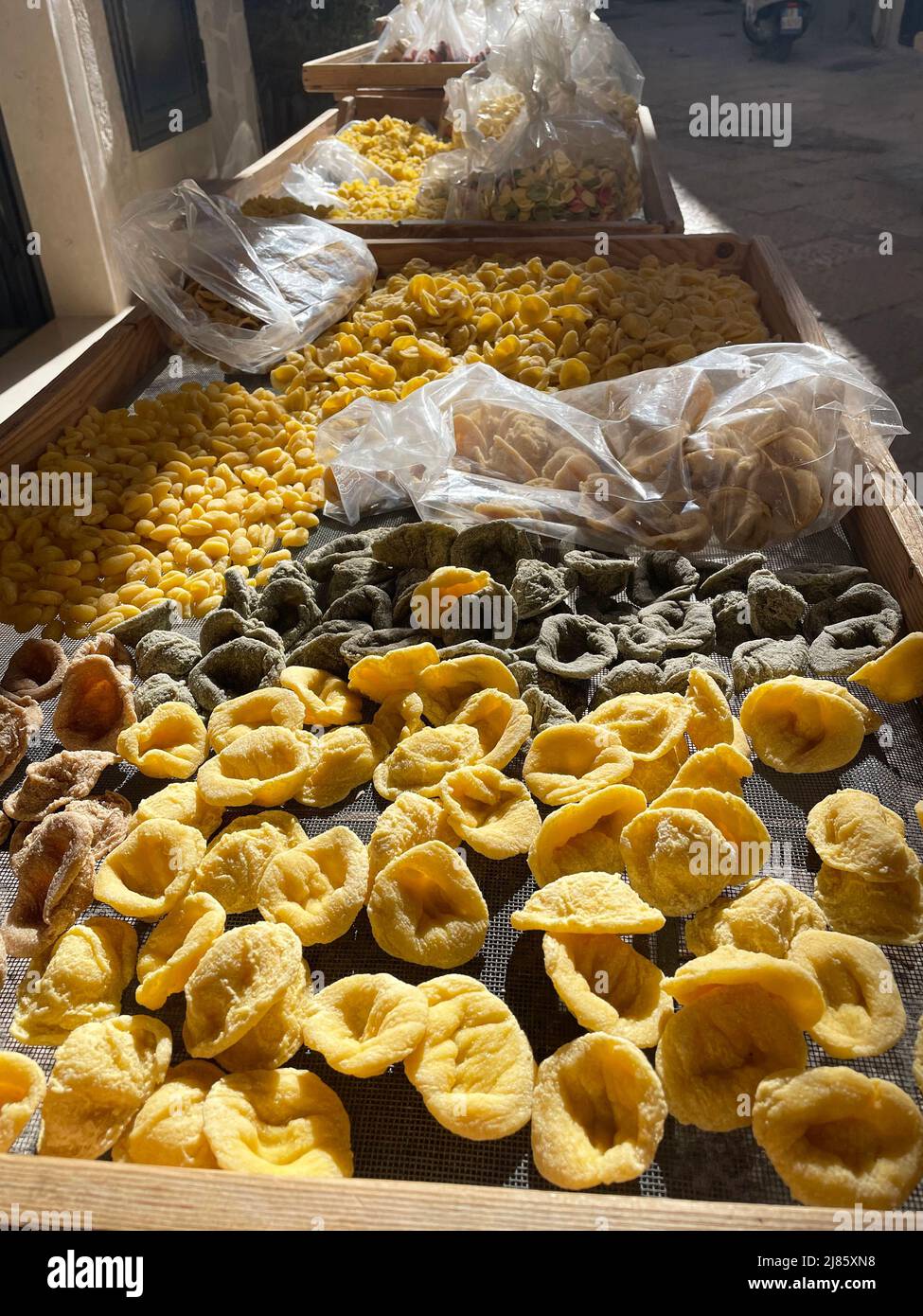 Bari, Italy. Fresh, home made pasta for sale by local people on Strada ...
