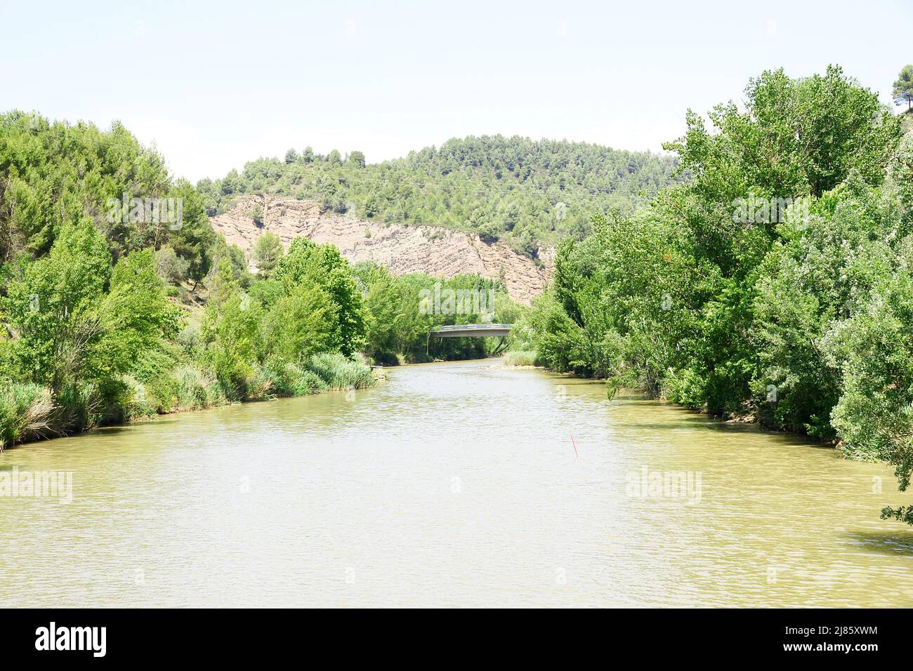Cardener river as it passes through Suria, Bages region, Barcelona ...