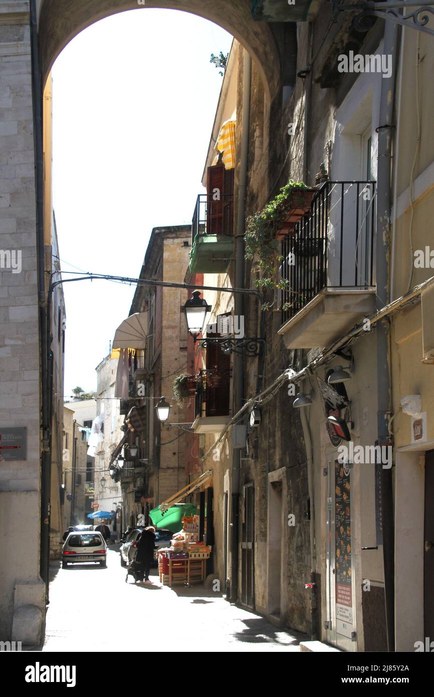 Narrow street in the historical center of Bari, Italy Stock Photo - Alamy