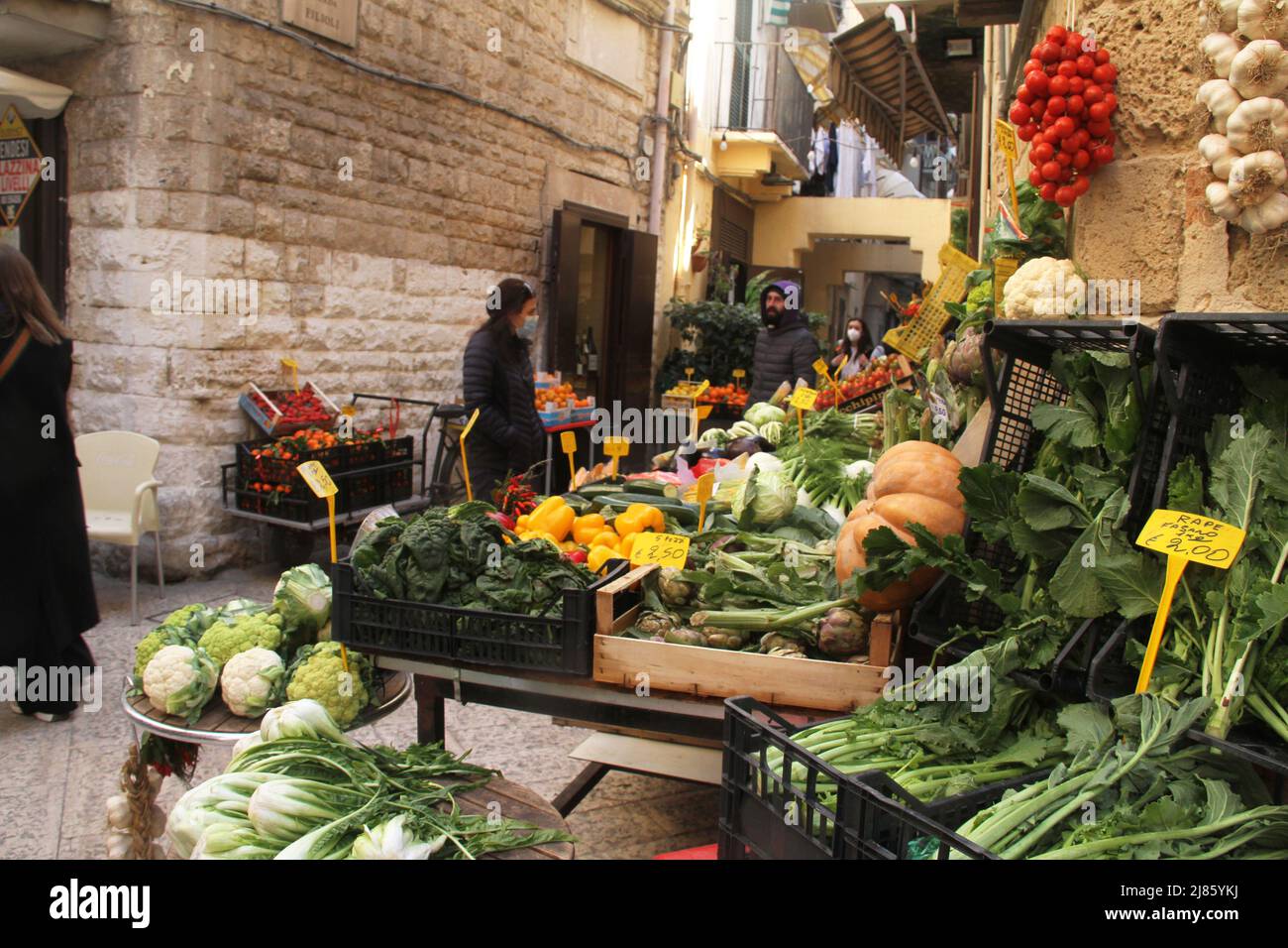 Fresh fruits and vegetables sold on the streets of Bari, Italy Stock ...