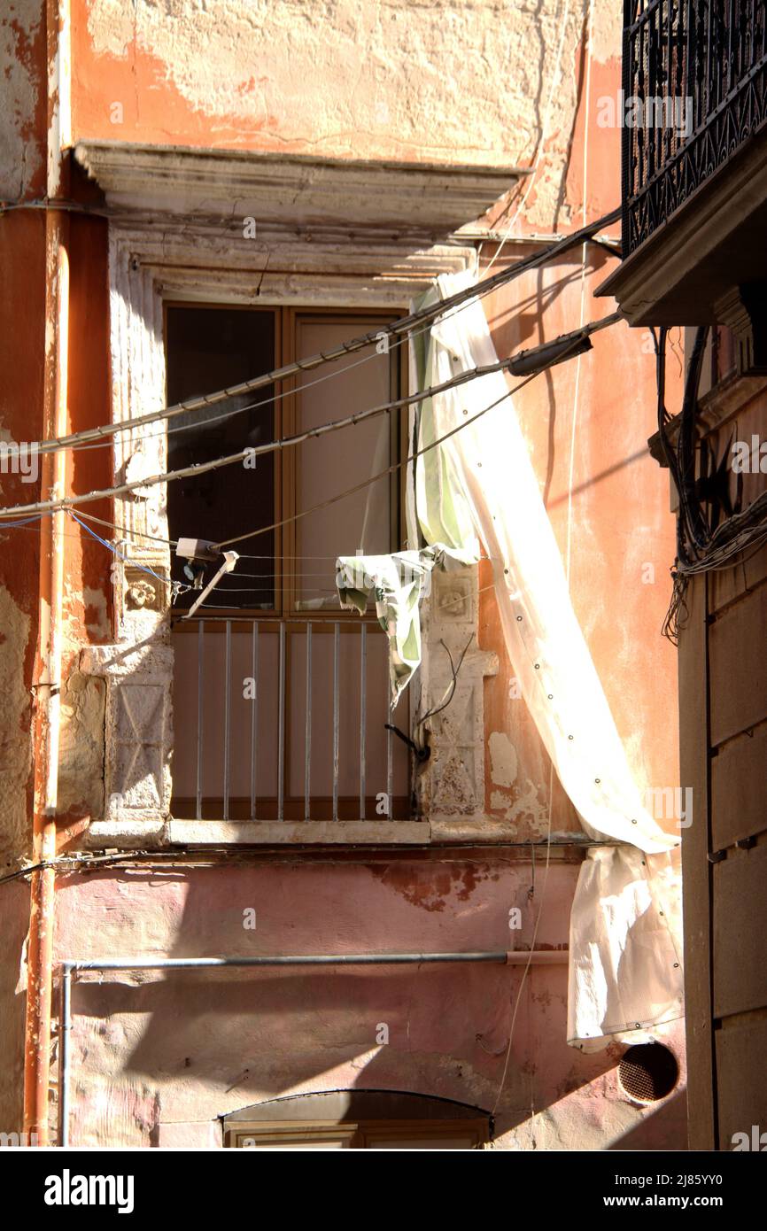 Old, unkempt building in the historic center of Bari, Italy Stock Photo ...