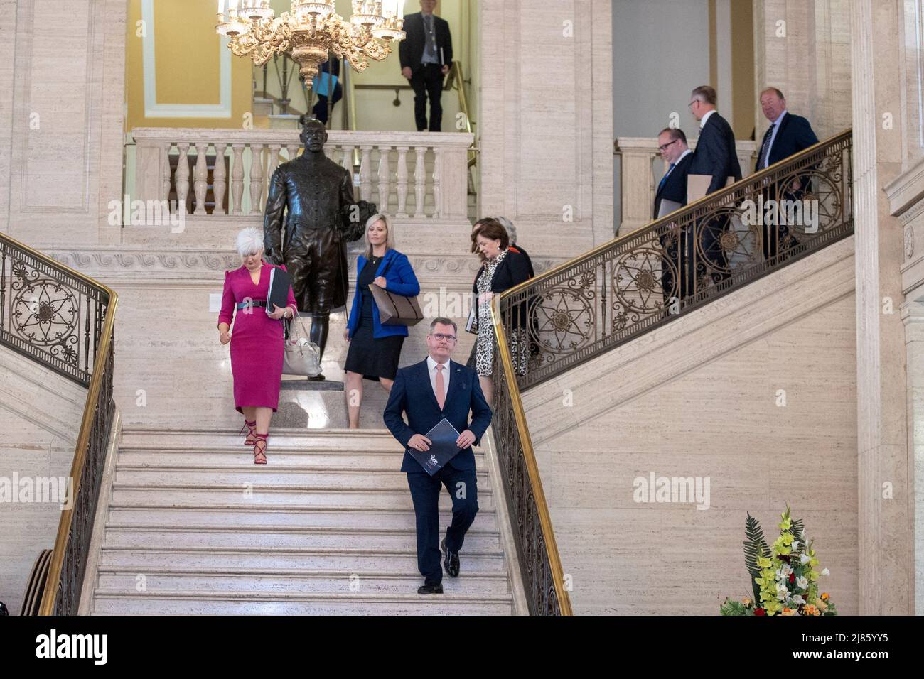 DUP Leader Sir Jeffrey Donaldson with party colleagues with party ...