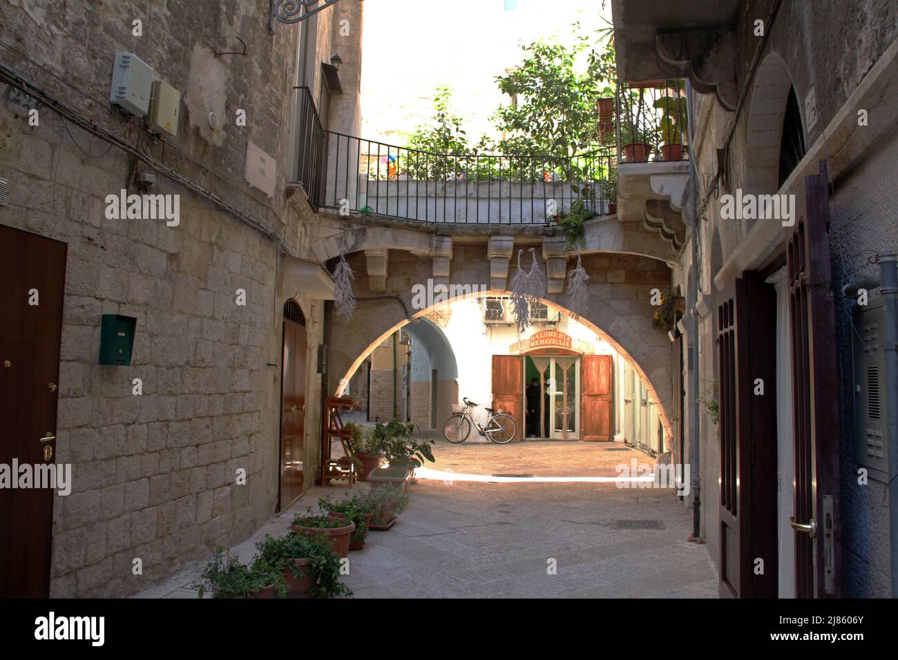 Beautiful architecture in the historical center of Bari, Italy, with an ...
