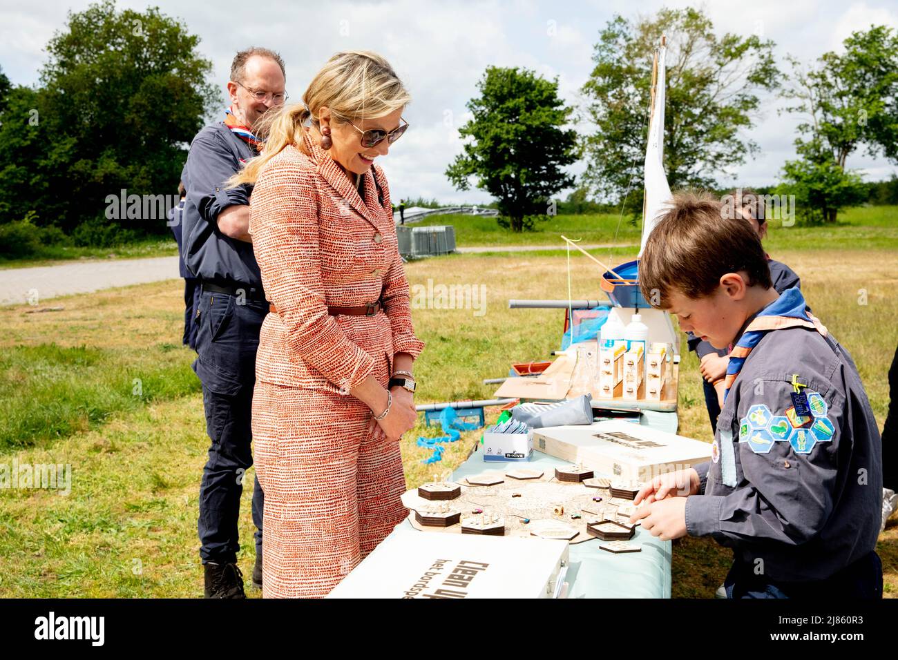 Queen Maxima visiting the water scouts at Zeewolde scouting estate ...