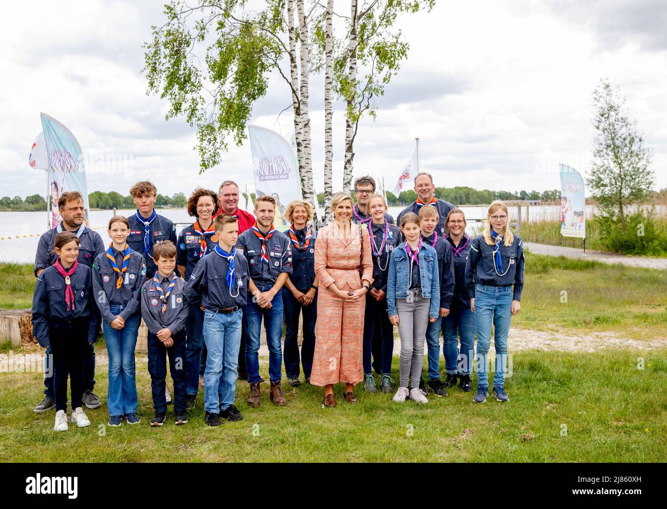Queen Maxima visiting the water scouts at Zeewolde scouting estate ...