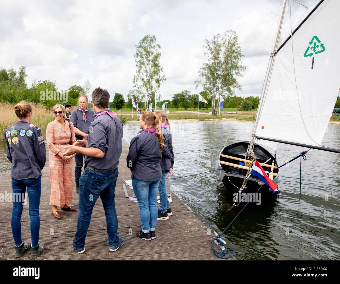 Queen Maxima visiting the water scouts at Zeewolde scouting estate ...