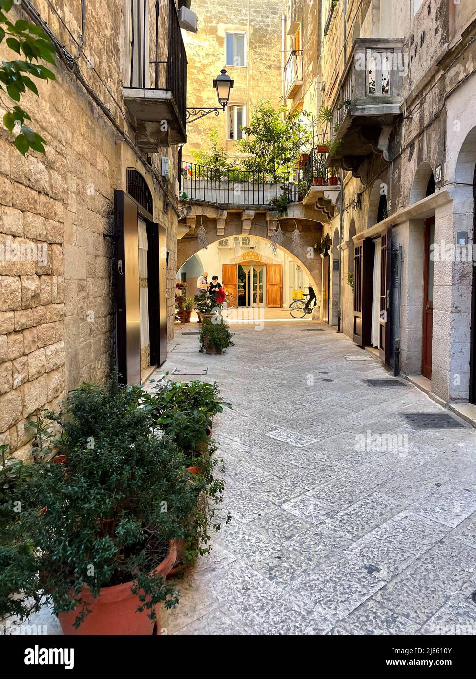 Beautiful narrow street in the historical center of Bari, Italy Stock ...