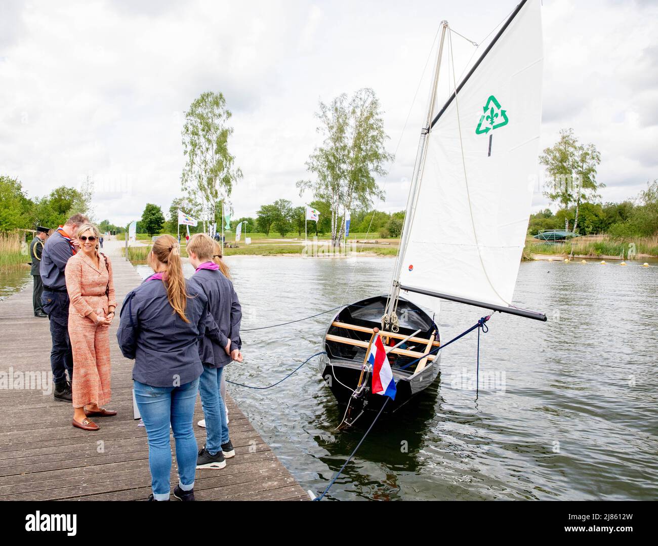 Queen Maxima visiting the water scouts at Zeewolde scouting estate ...