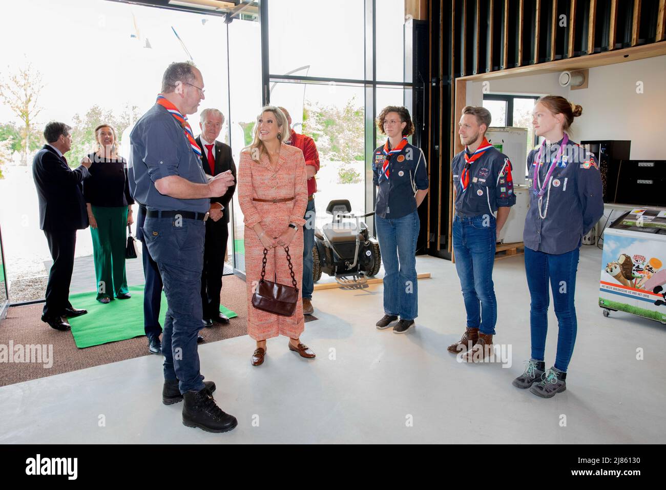 Queen Maxima visiting the water scouts at Zeewolde scouting estate ...
