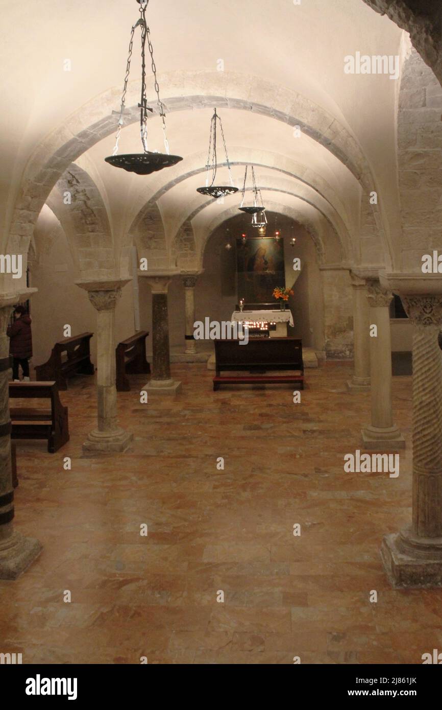Bari, Italy. The crypt of the Pontifical Basilica of Saint Nicholas ...