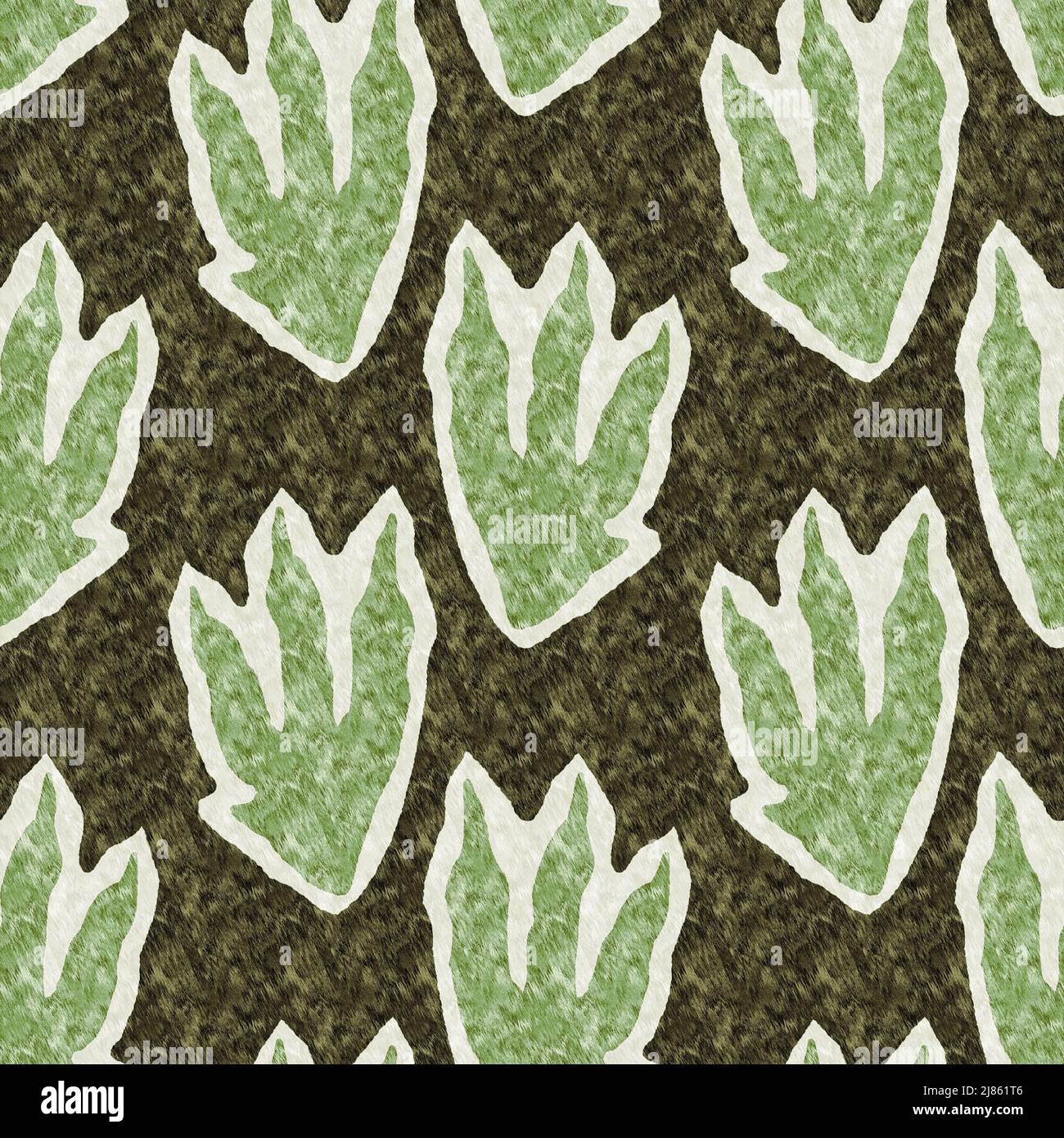 Green hand drawn dinosaur foot print seamless pattern. Gender Neutral ...