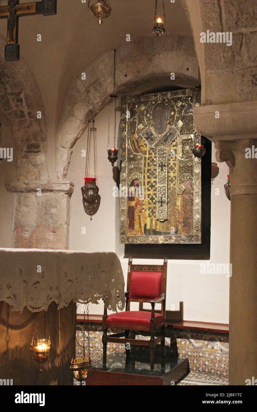 Bari, Italy. The crypt of the Church of Saint Nicholas (Basilica San ...