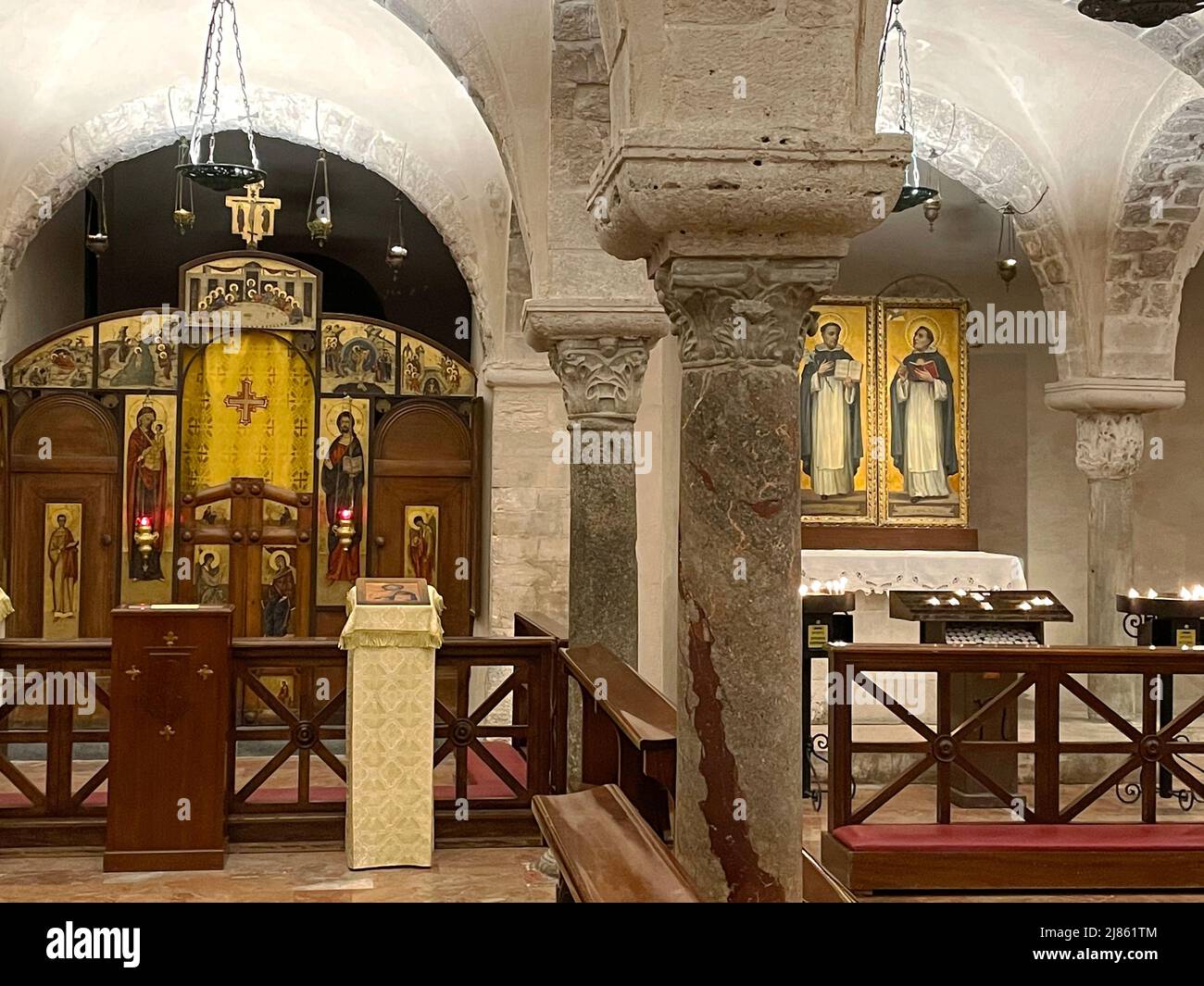 Bari, Italy. The crypt of the Pontifical Basilica of Saint Nicholas ...