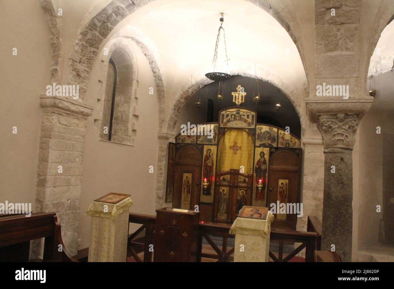 Bari, Italy. The crypt of the Pontifical Basilica of Saint Nicholas ...