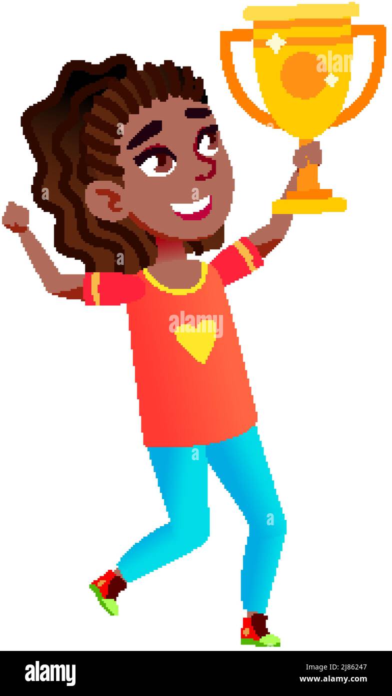 Teenager Girl Winner Holding Cup Award Vector Stock Vector Image & Art ...