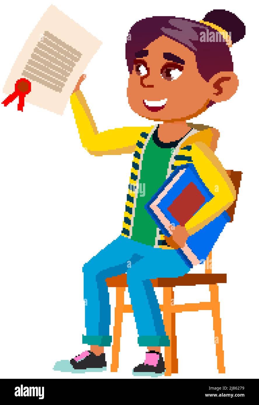 Teen Girl Getting Certificate Award Prize Vector Stock Vector Image ...