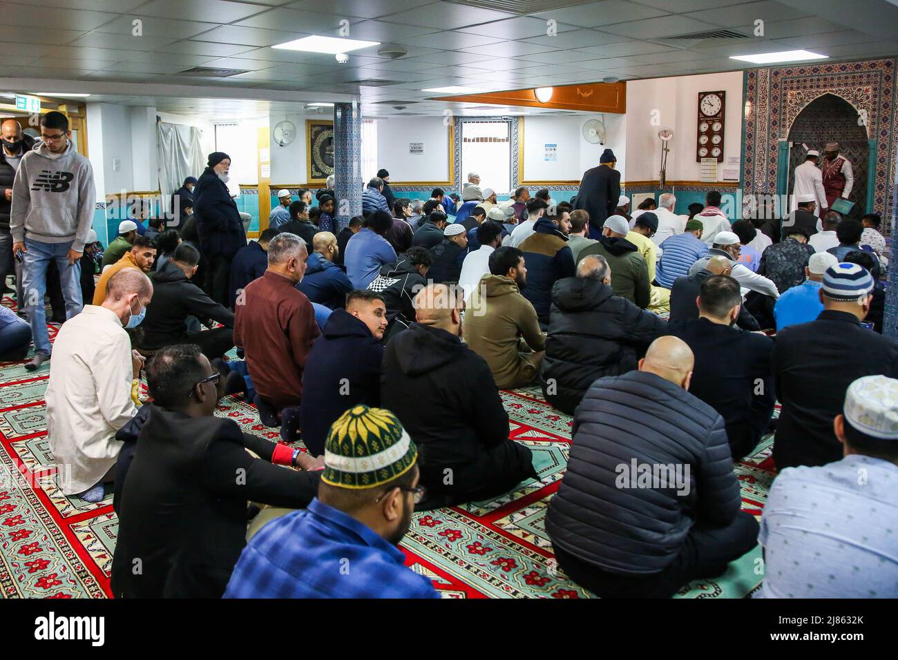 London, UK. 2nd May, 2022. Muslims attend morning prayers at a mosque ...