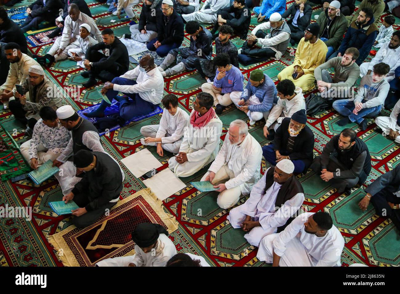 London, UK. 2nd May, 2022. Muslims attend morning prayers at a mosque ...