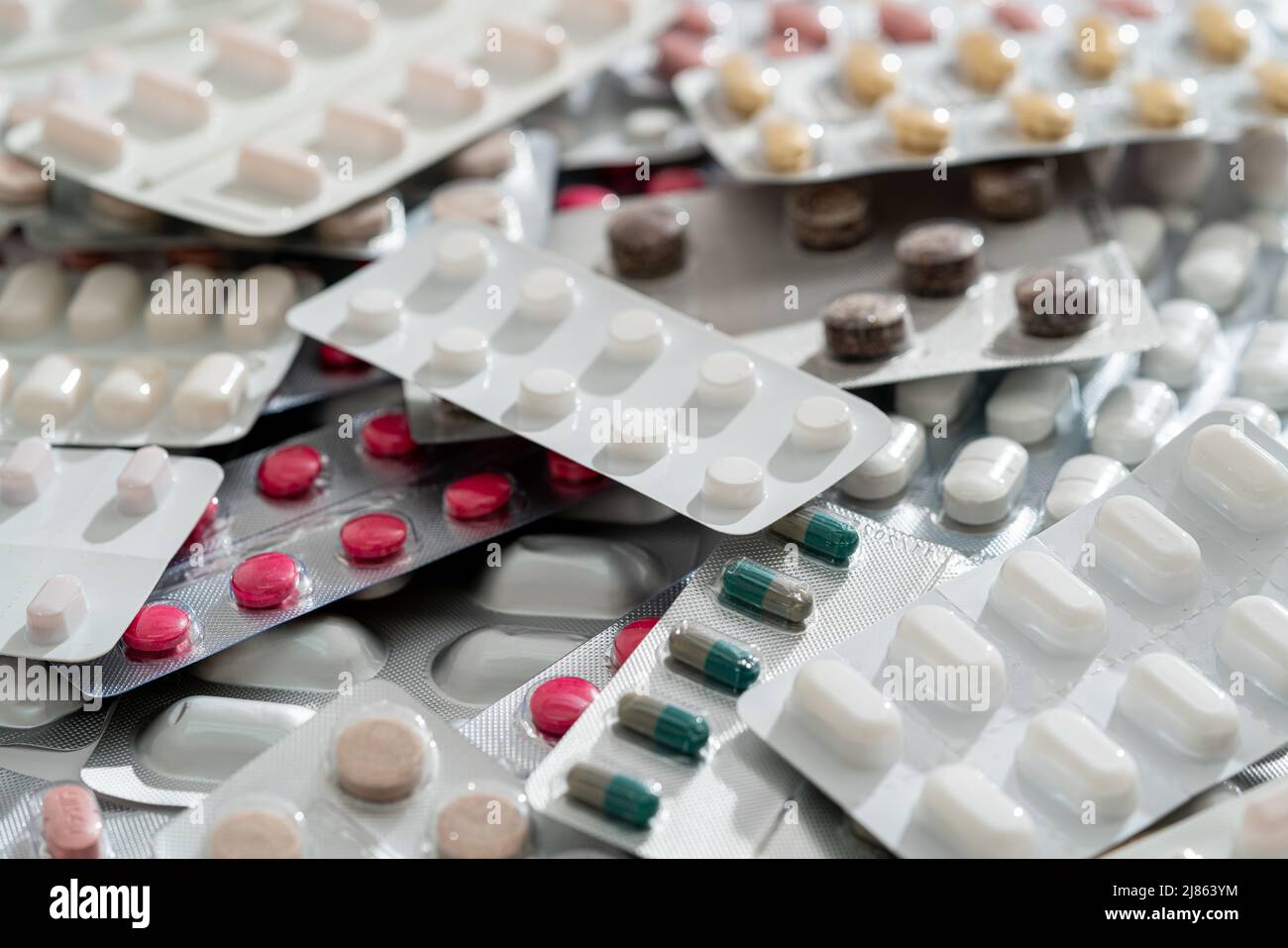 tablets in foil pack for capsule and tablets pills Stock Photo - Alamy