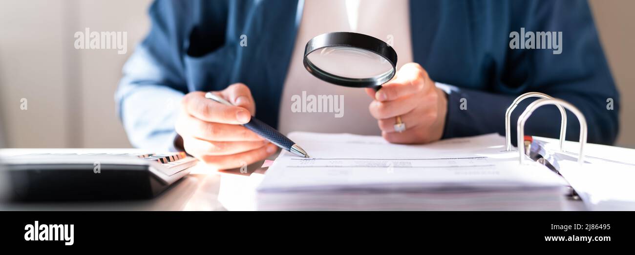 Fraud Investigation And Tax Audit. Investigator Or Auditor Using ...