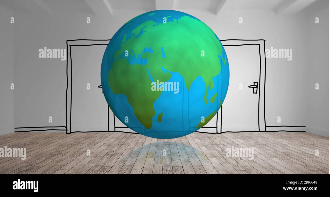 Globe turning with cartoon door 4k Stock Photo - Alamy Globe turning with cartoon door 4k Stock Photo - Alamy