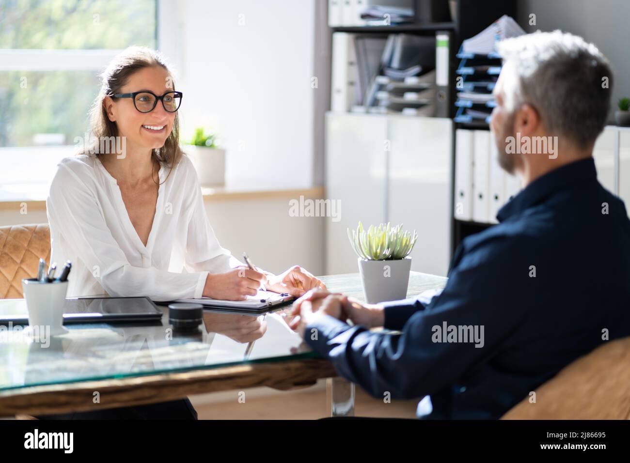 Job Interview With Employment Consultant Woman. Law Office Stock Photo ...