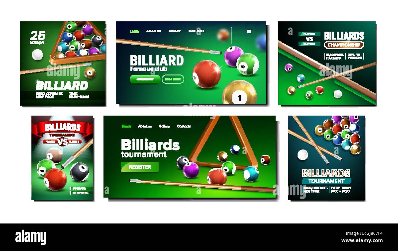 Billiard Creative Promotion Posters Set Vector Stock Vector Image & Art ...