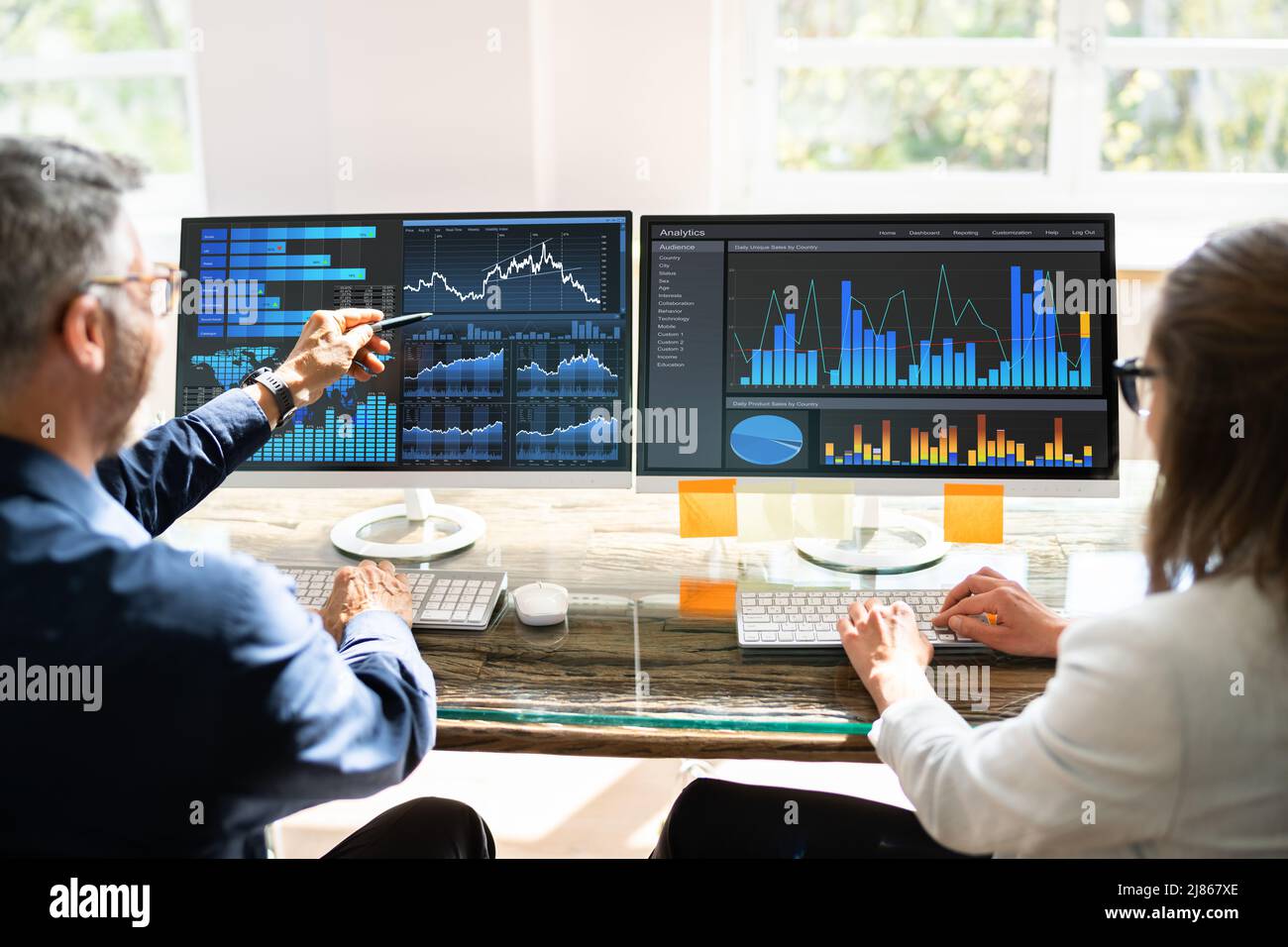 Data Analyst Using Data Analytics KPI Dashboard Stock Photo - Alamy