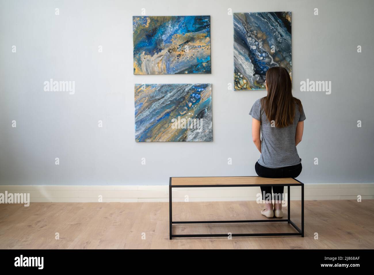 Contemporary Abstract Wall Painting Exhibition. Art Gallery Stock Photo ...