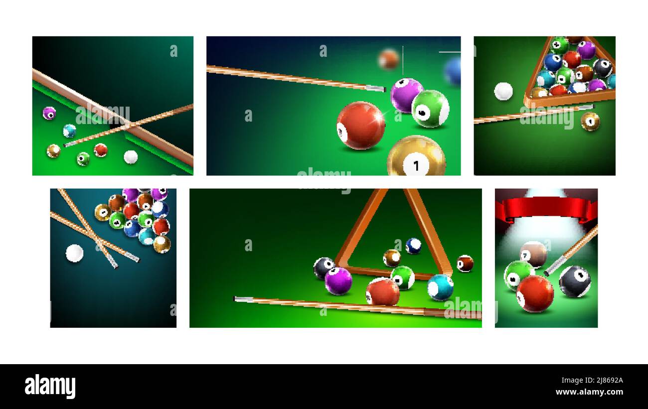 Billiard Creative Promotion Posters Set Vector Stock Vector Image & Art ...