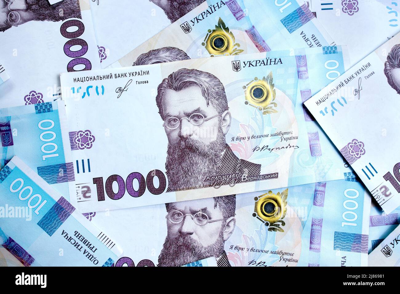 Background 1000 hryvnias. Money texture. Many Ukrainian hryvnias ...