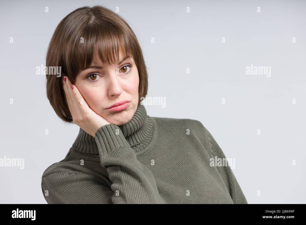 Unhappy sad worried face one hi-res stock photography and images - Alamy