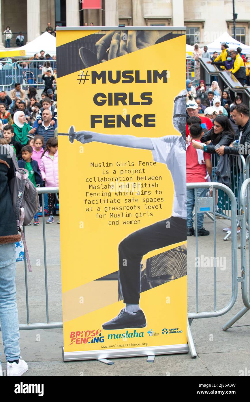 Muslim girls fence display at the Eid In The Square festival, London ...