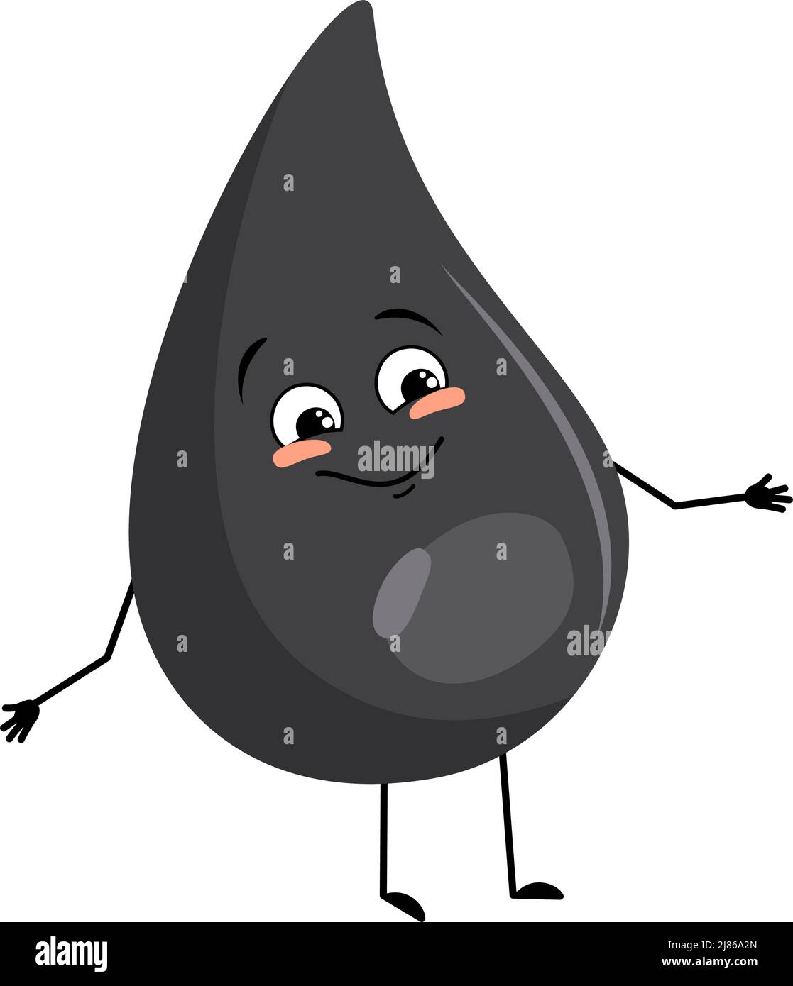 Cute fuel or gasoline drop character with happy emotions, joyful face ...