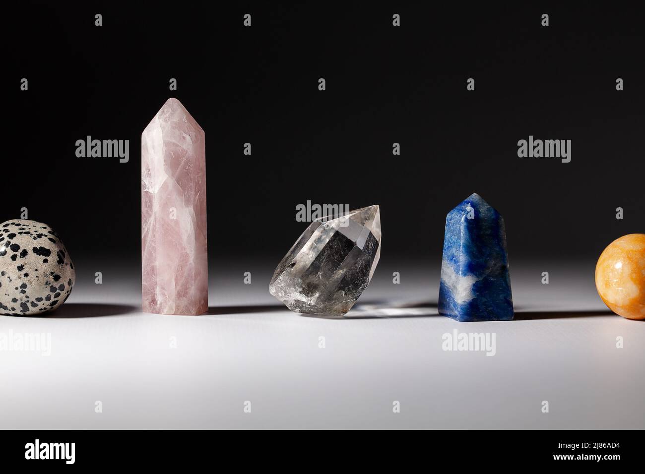 Various healing stone crystals for meditation or spiritual practices on ...