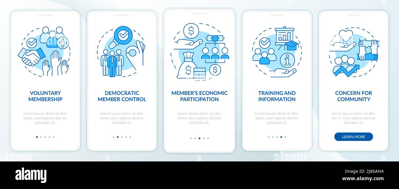 Cooperative principles blue onboarding mobile app screen Stock Vector Image & Art - Alamy
