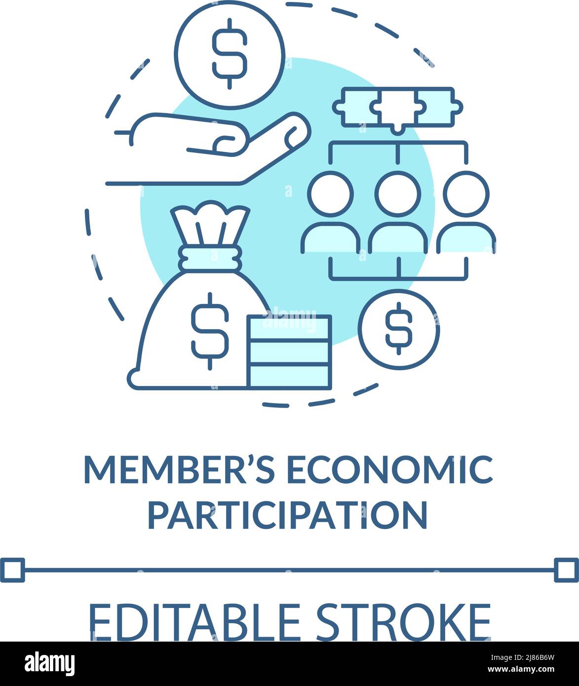 Member economic participation turquoise concept icon Stock Vector Image ...