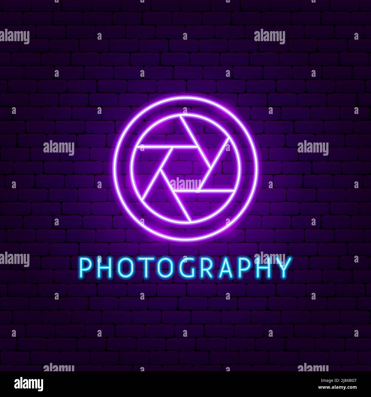 Photography Neon Label. Vector Illustration of Photo Camera Promotion ...
