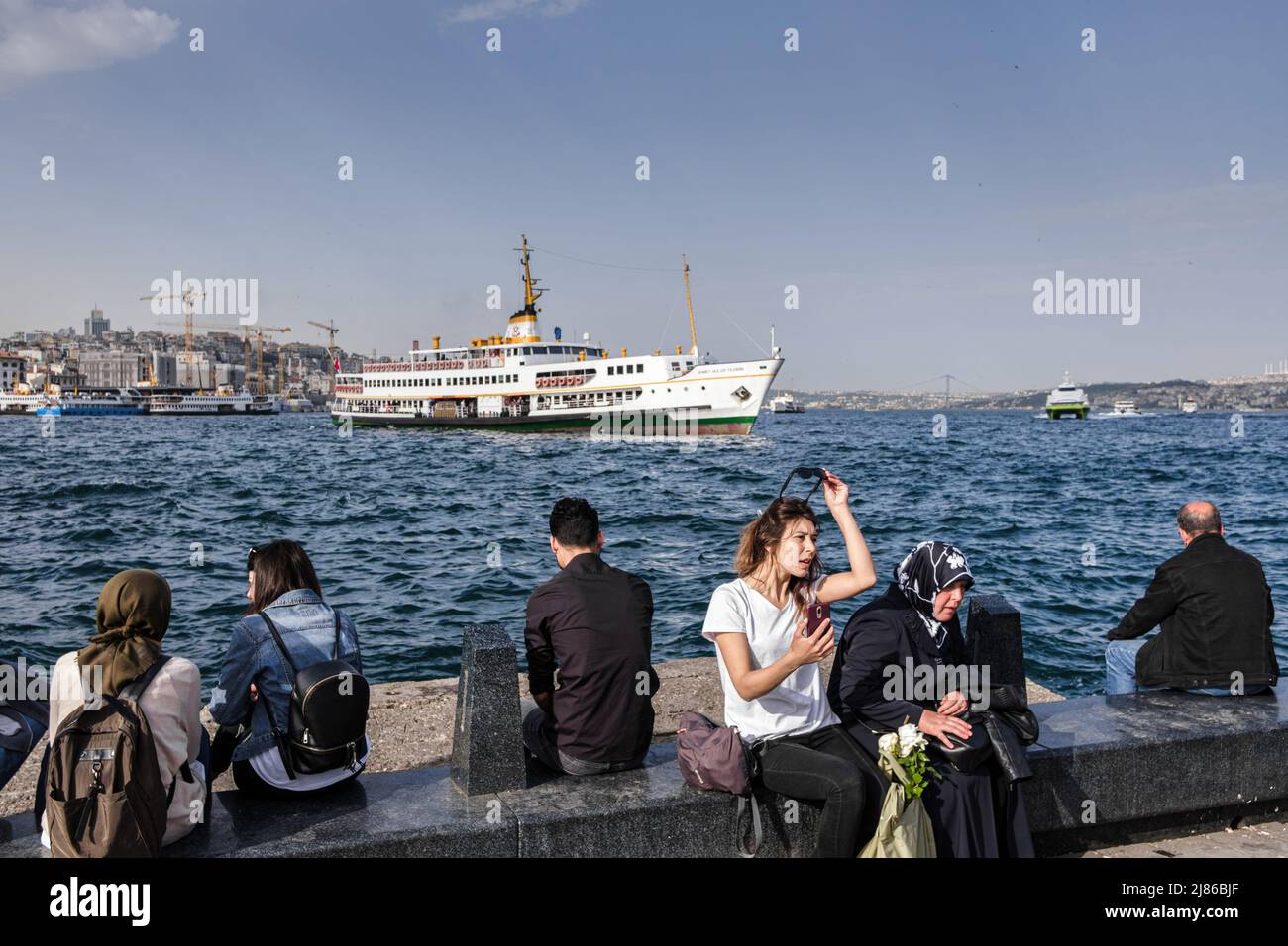 Istanbul, Turkey. 06th May, 2019. Locals and tourists on the docks with ...