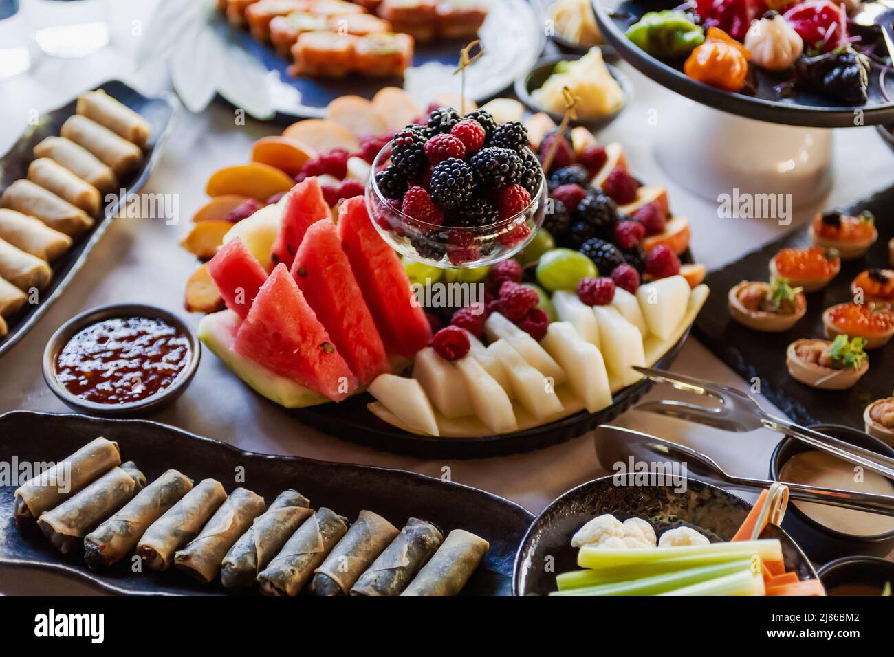 Variety buffet appetizers red hi-res stock photography and images - Alamy