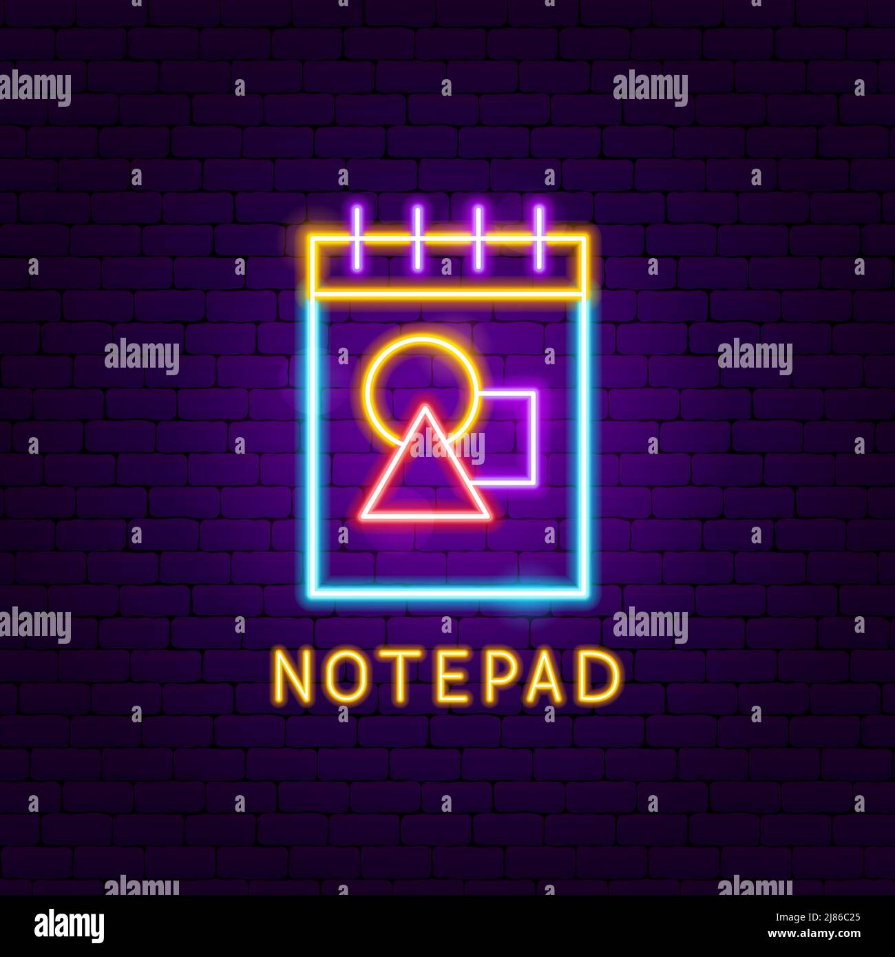 Notepad Neon Label. Vector Illustration of Design Promotion Stock ...