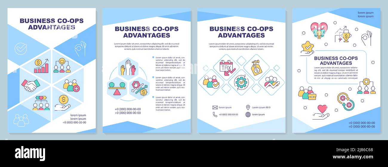 Business co-ops advantages blue brochure template Stock Vector Image ...