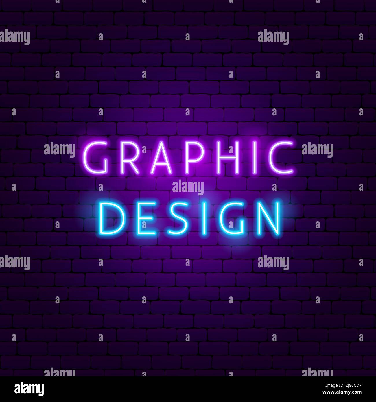 Graphic Design Neon Text. Vector Illustration of Designer Promotion ...