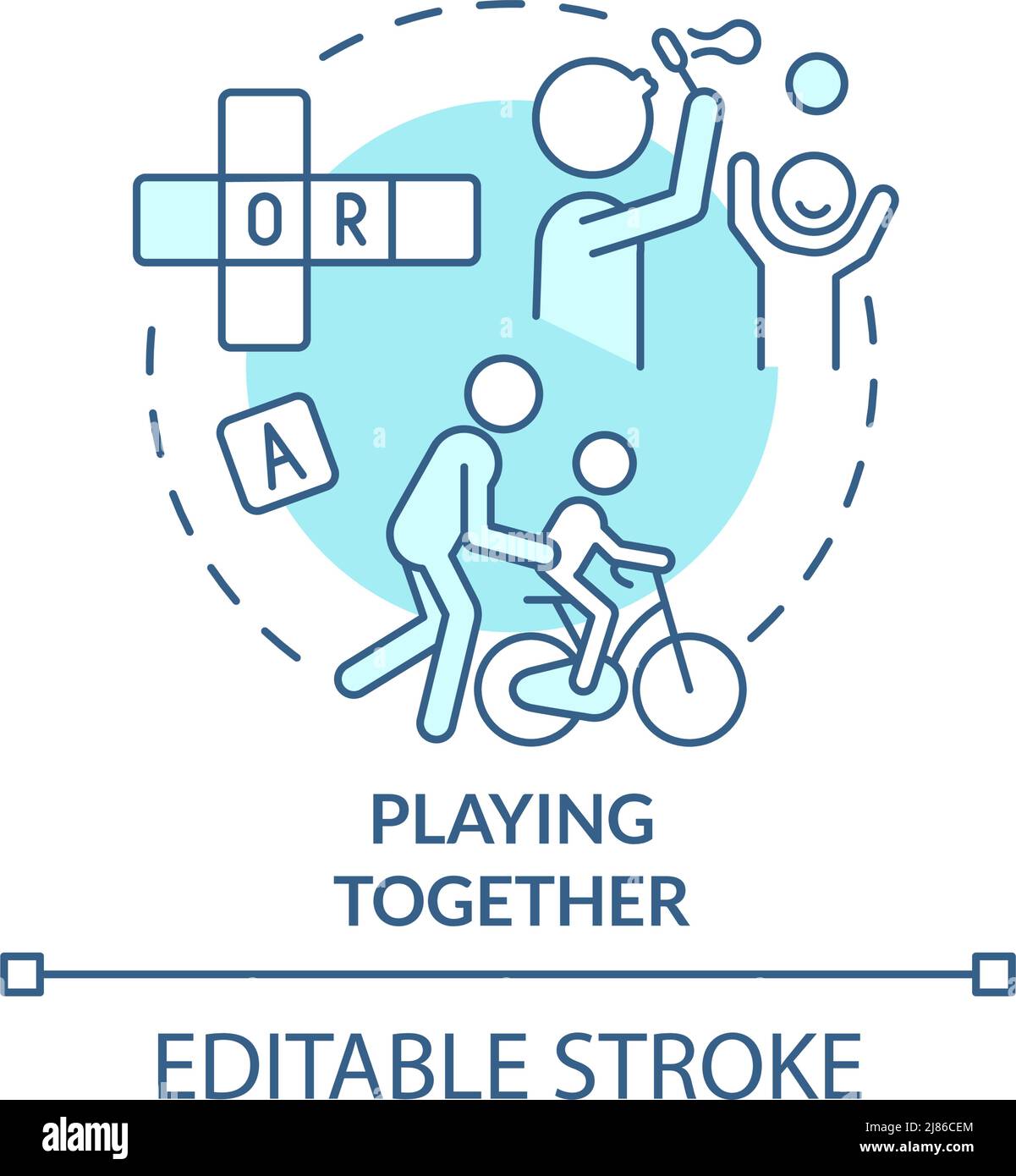 Playing together turquoise concept icon Stock Vector Image & Art - Alamy