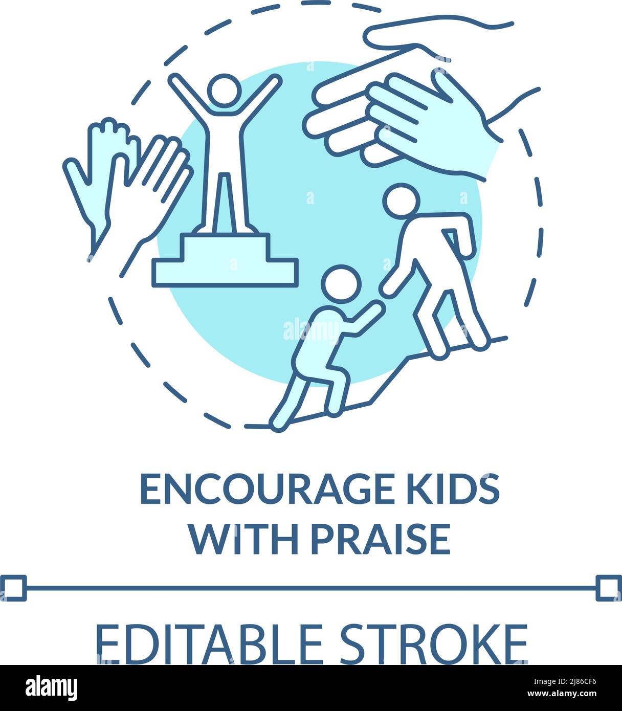 Encourage kids with praise turquoise concept icon Stock Vector Image ...