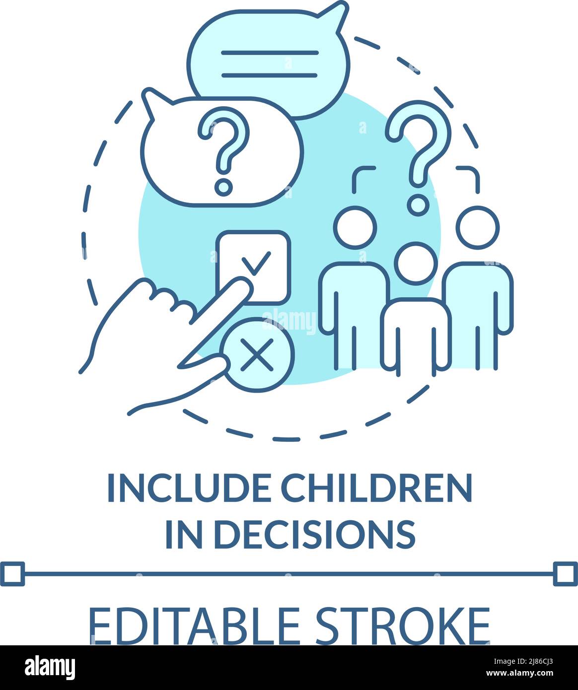 Include children in decisions turquoise concept icon Stock Vector Image ...