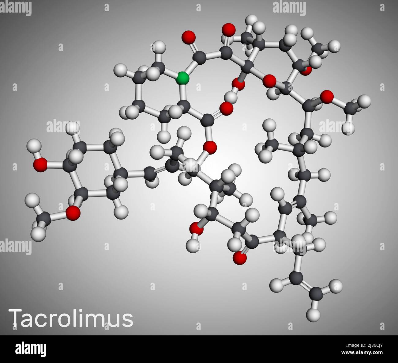 Tacrolimus, FK-506 or Fujimycin molecule. It is potent ...