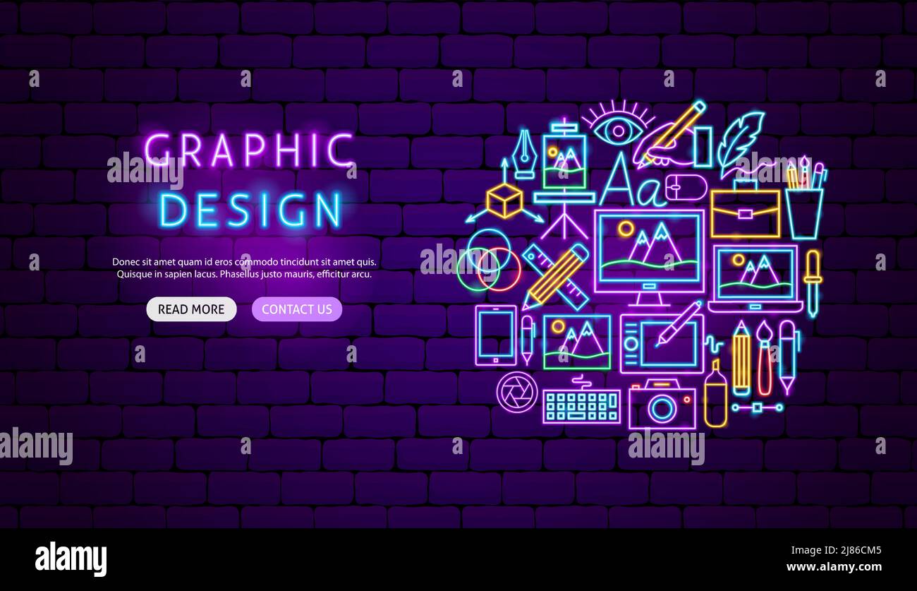 Graphic Design Neon Banner. Vector Illustration of Designer Promotion Stock Vector Image & Art ...