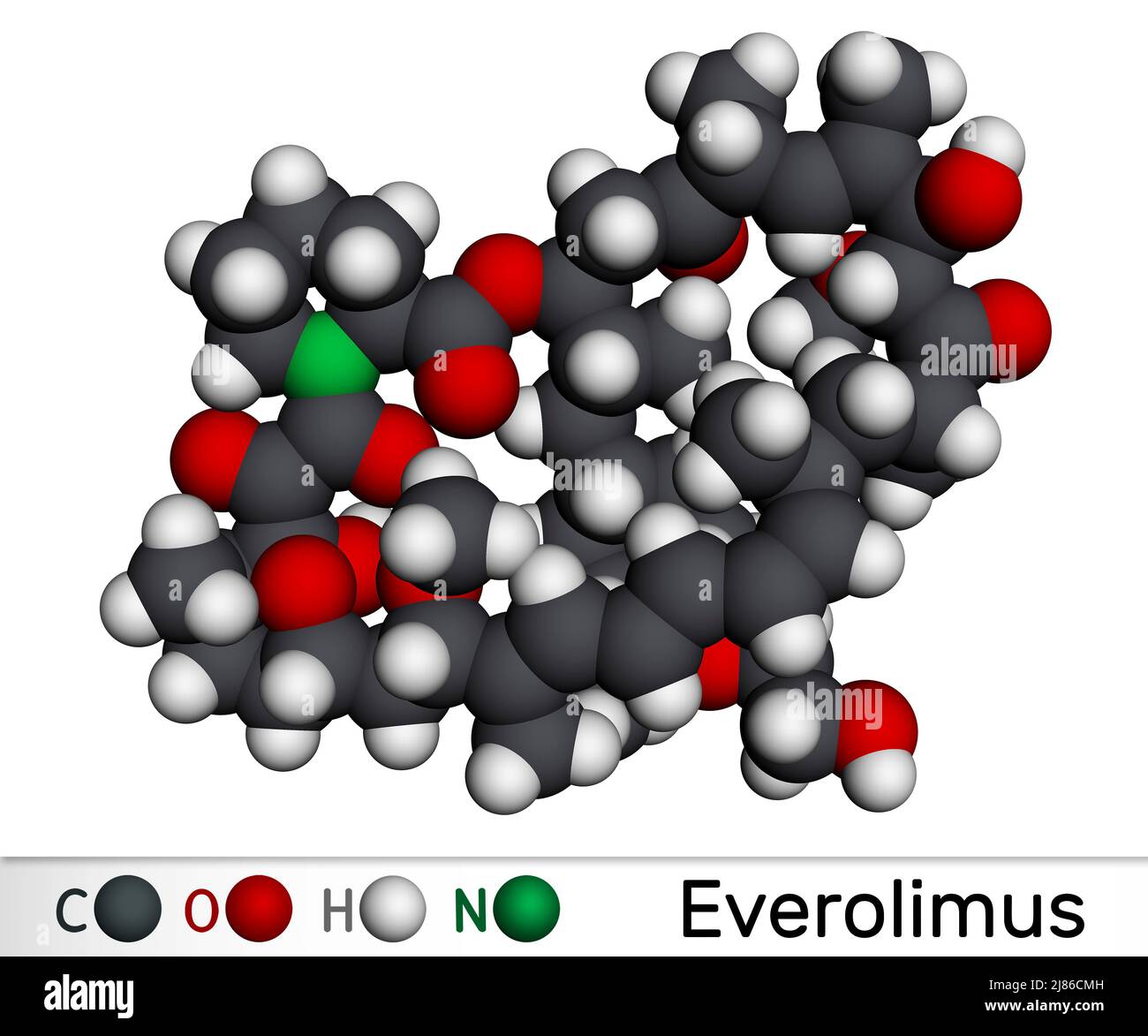 Everolimus molecule. It is derivative of Rapamycin (sirolimus ...