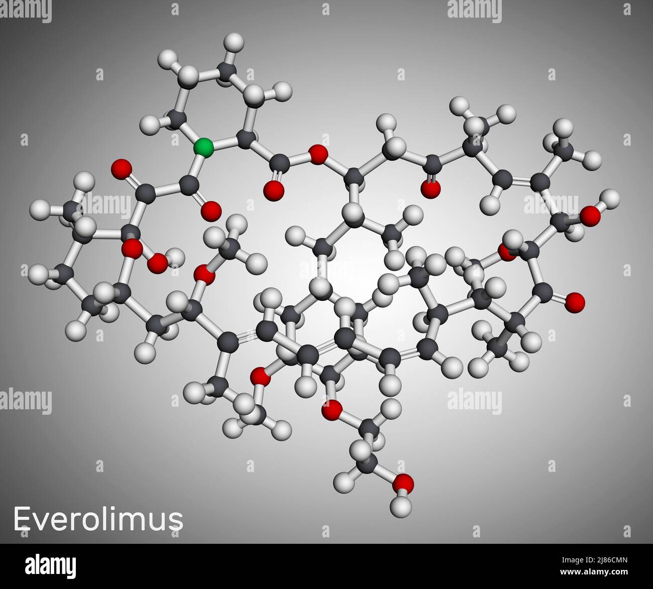 Everolimus molecule. It is derivative of Rapamycin (sirolimus ...